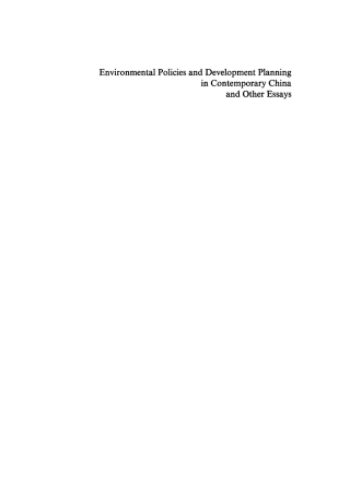 Environmental Policies and Development Planning in Contemporary China ...
